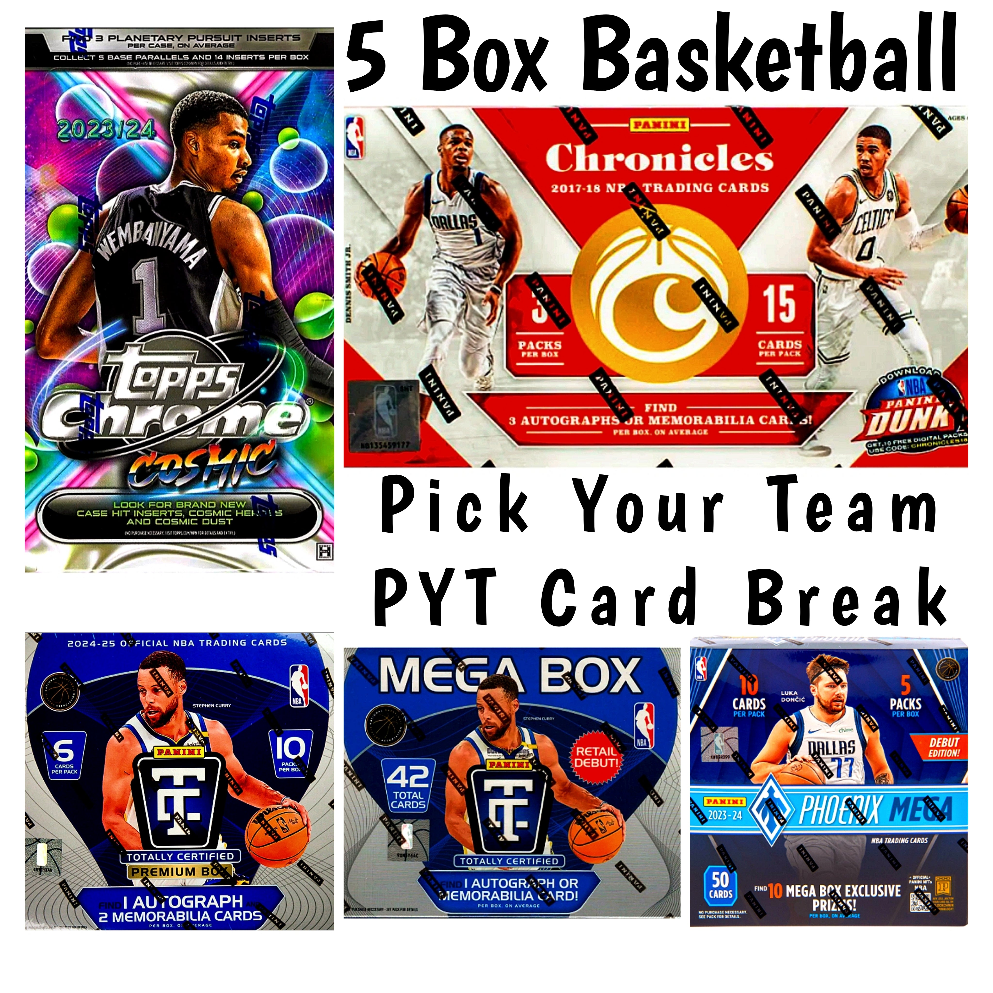 5 Box Basketball Pick Your Team (PYT) Card Break – Party Pullz